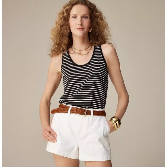 J. Crew | Tops | J Crew Blackwhite Striped 0 Pima Cotton Sleeveless ...